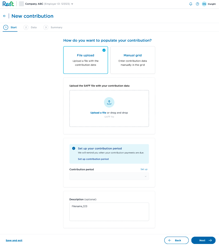 How do I submit a Contribution by SAFF file upload? – Rest
