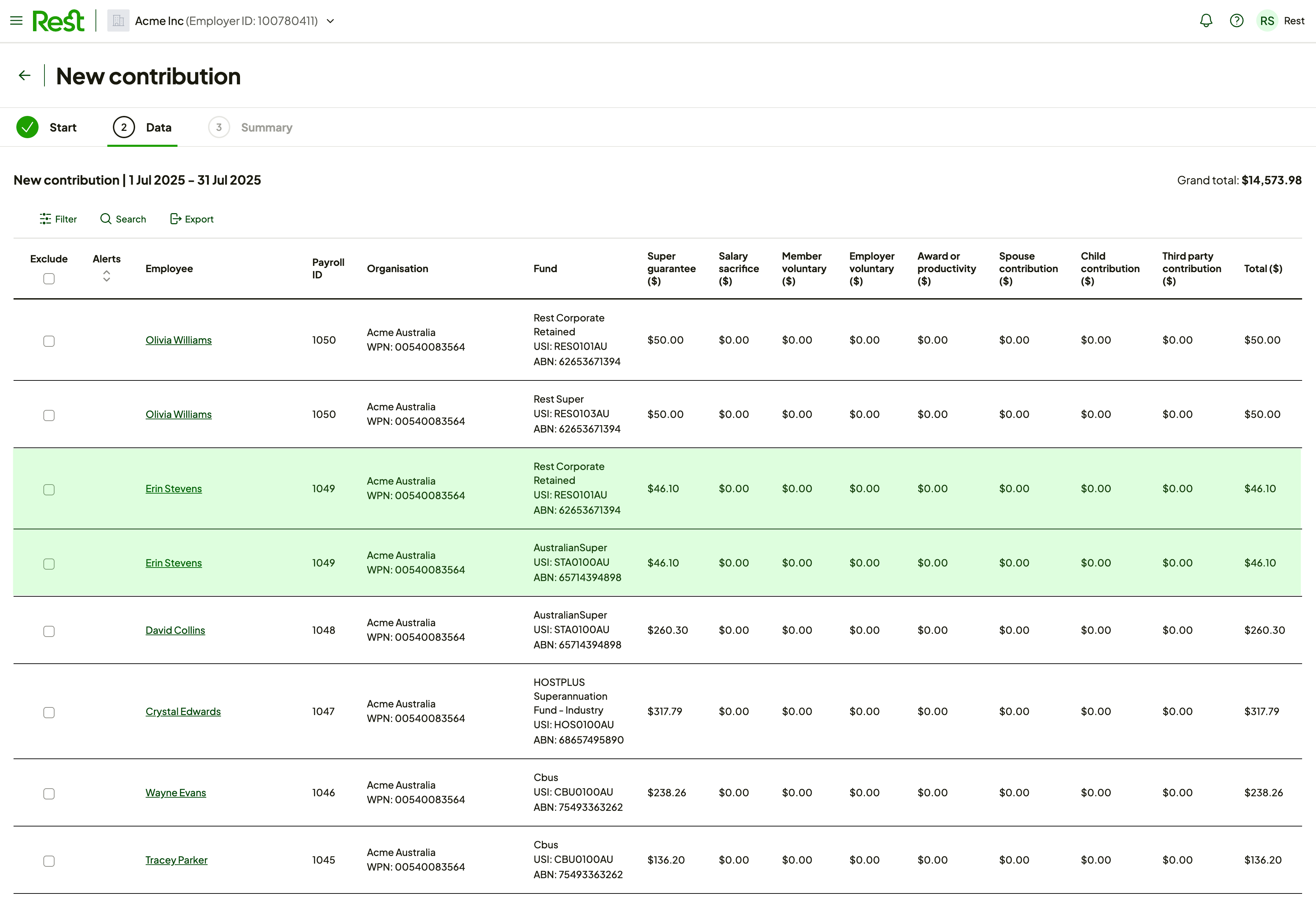 Employee Creation from Contribution Upload – Rest