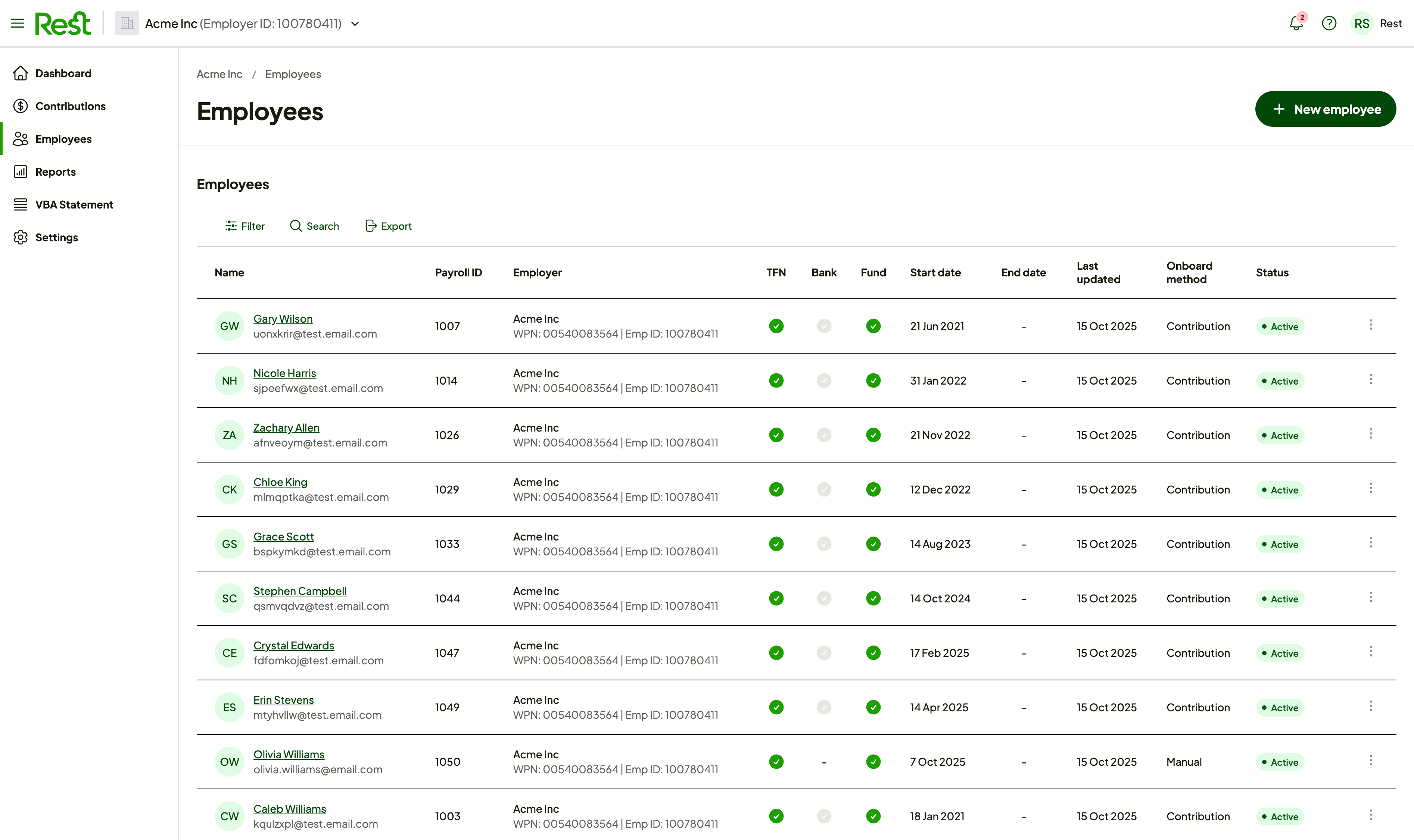 Employee Contribution History - Viewing multiple funds – Rest