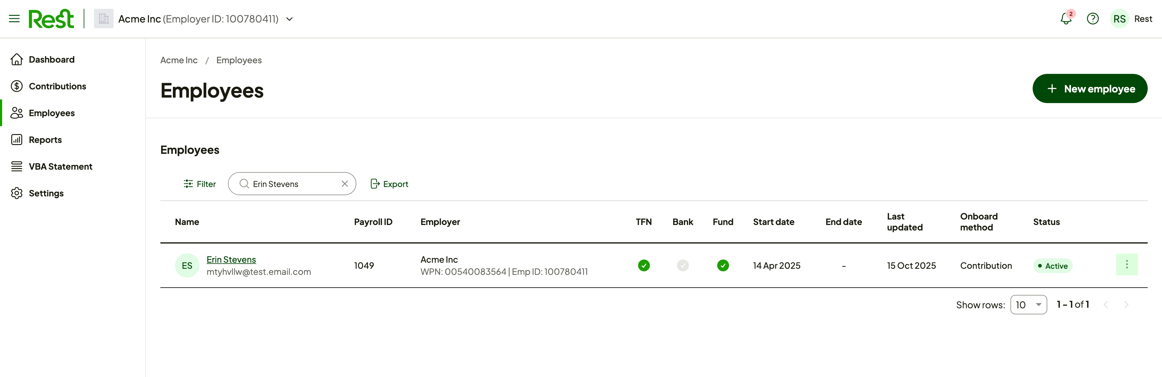 Employee Contribution History - Viewing multiple funds – Rest