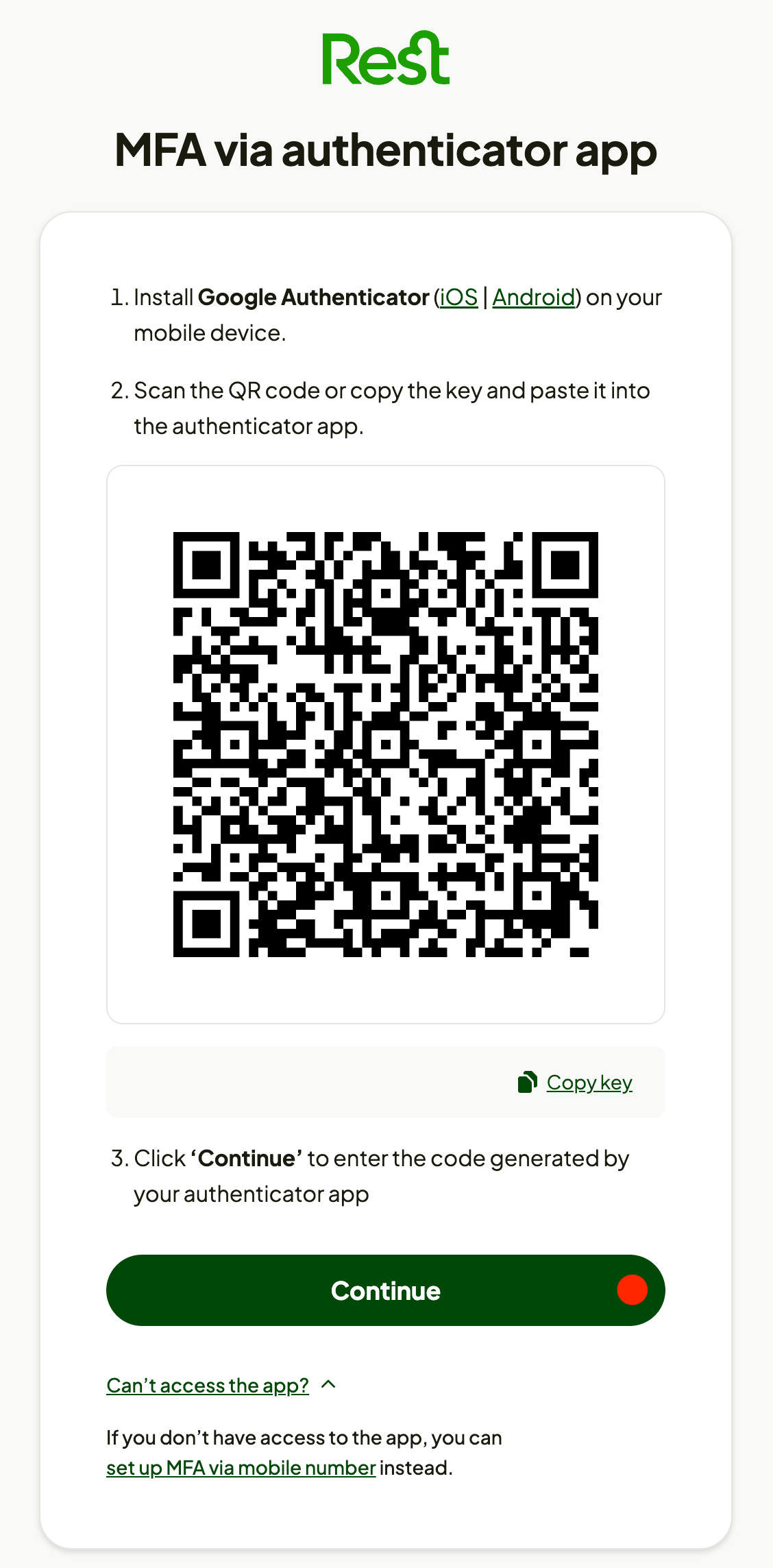 Setting Up MFA – Rest