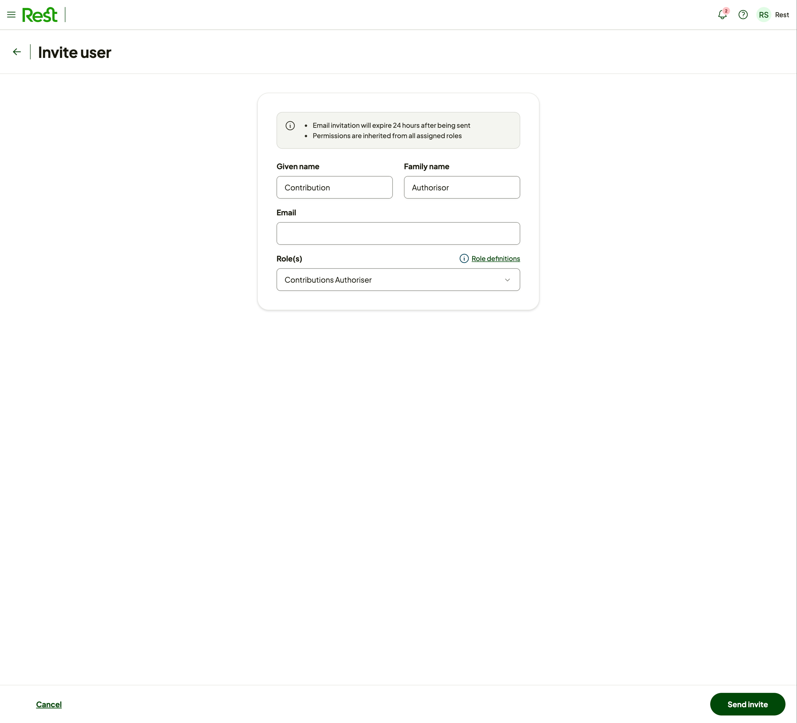 Contribution Authorisation Flow Rest