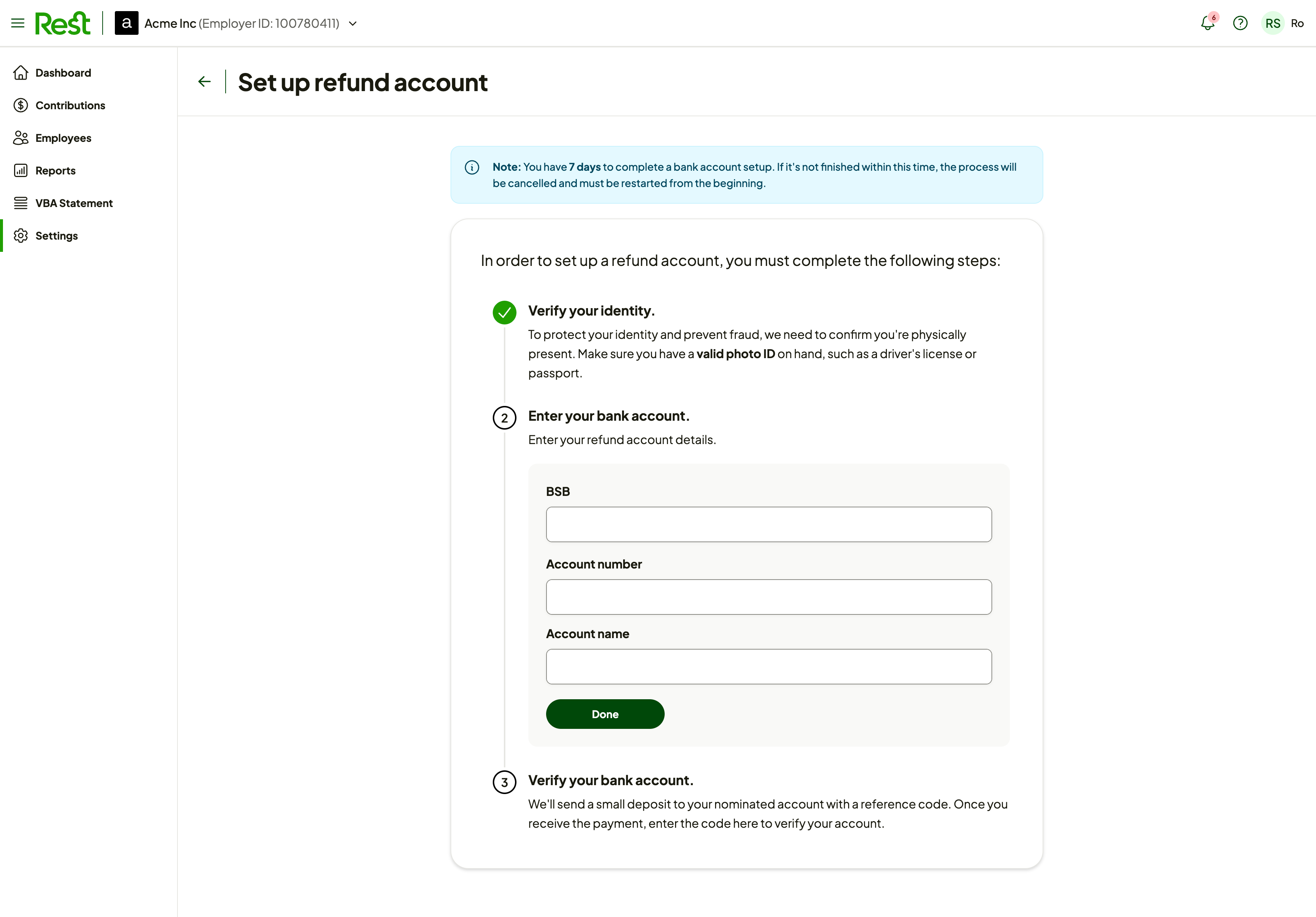 Set Up a Refund Account for Contributions – Rest